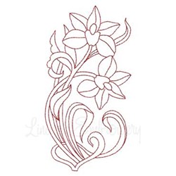 Redwork Spring Floral Bunch Embroidery Design | EmbroideryDesigns.com