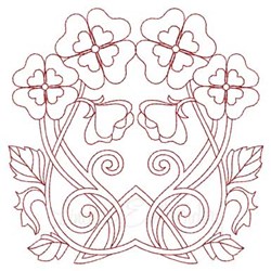 Beautiful Decorative Redwork Flowers Embroidery Design ...