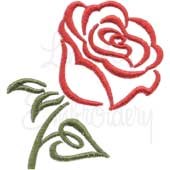 Small Calligraphy Rose Outline Embroidery Design | EmbroideryDesigns.com