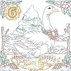 6 Geese A Laying (10.6-in) Embroidery Design | EmbroideryDesigns.com