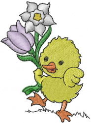 Floral Chick Embroidery Design | EmbroideryDesigns.com