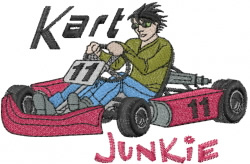 Kart Junkie Embroidery Design | EmbroideryDesigns.com