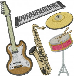 Music Instruments Embroidery Design | EmbroideryDesigns.com