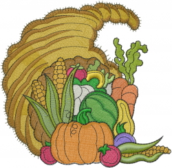 Patchwork Cornucopia Embroidery Design | EmbroideryDesigns.com