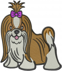 Pekingese Dog Embroidery Design | EmbroideryDesigns.com