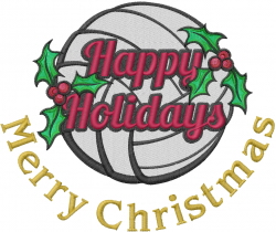 Merry Christmas Volleyball Embroidery Design | EmbroideryDesigns.com