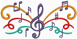 Music Ribbon and Symbol Embroidery Design | EmbroideryDesigns.com