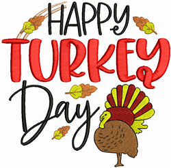 Happy Turkey Day Embroidery Design | EmbroideryDesigns.com