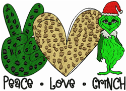 Peace Love Grinch Embroidery Design | EmbroideryDesigns.com