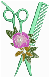 Comb & Scissor Embroidery Design | EmbroideryDesigns.com