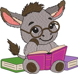 Donkey Reading Embroidery Design | EmbroideryDesigns.com