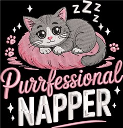 Purrfessional Napper Embroidery Design | EmbroideryDesigns.com