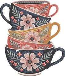 Stacked Cups Embroidery Design | EmbroideryDesigns.com
