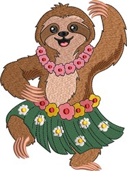 Hula Sloth Groove Embroidery Design | EmbroideryDesigns.com