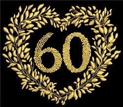 Golden 60th Celebration Embroidery Design | EmbroideryDesigns.com