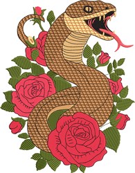 Snake & Roses Embroidery Design | EmbroideryDesigns.com