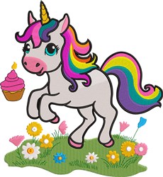 Birthday Unicorn Embroidery Design | EmbroideryDesigns.com