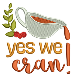 Yes We Cran - Cranberry Sauce Embroidery Design | EmbroideryDesigns.com