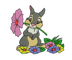 Thumper with Flowers Embroidery Design | EmbroideryDesigns.com