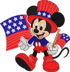 Flag-Waving Mickey Embroidery Design | EmbroideryDesigns.com
