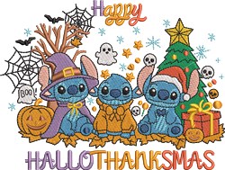 Stitch Hallothanksmas Embroidery Design | EmbroideryDesigns.com