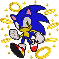 Sonic Speed Rings Embroidery Design | EmbroideryDesigns.com