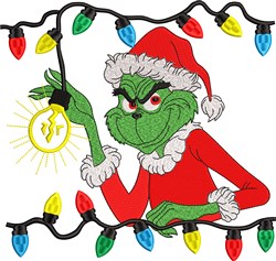 Grinch & Light Bulb Embroidery Design | EmbroideryDesigns.com
