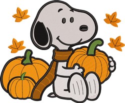 Autumn Snoopy Embroidery Design | EmbroideryDesigns.com