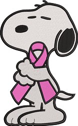 Pink Ribbon Snoopy Embroidery Design | EmbroideryDesigns.com