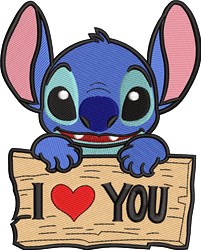 I Love You Stitch Embroidery Design | EmbroideryDesigns.com