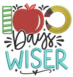 100 Days Wiser Embroidery Design | EmbroideryDesigns.com