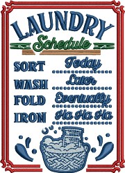 Laundry Schedule Embroidery Design | EmbroideryDesigns.com