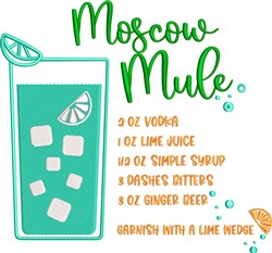 Moscow Mule Embroidery Design | EmbroideryDesigns.com