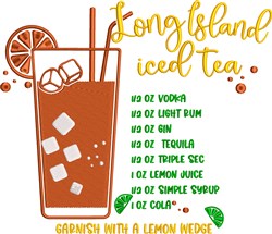 Long Island Iced Tea Embroidery Design | EmbroideryDesigns.com
