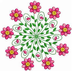Pink Flowers Embroidery Design | EmbroideryDesigns.com