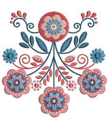 Beautiful Rosemaling Flowers Embroidery Design | EmbroideryDesigns.com