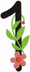 Floral Number 1 Embroidery Design | EmbroideryDesigns.com