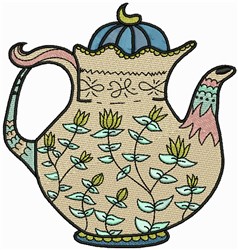 Flower Tea Pot Embroidery Design | EmbroideryDesigns.com