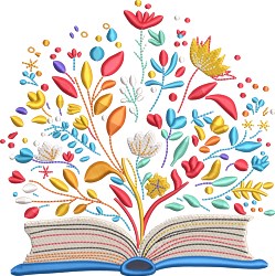 Blooming Books Embroidery Design | EmbroideryDesigns.com