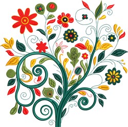 Folk Art Flowers Embroidery Design | EmbroideryDesigns.com