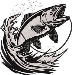 Leaping Salmon Embroidery Design | EmbroideryDesigns.com
