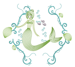 Mermaid Ripples Embroidery Design | EmbroideryDesigns.com