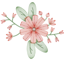 Red Flower Embroidery Design | EmbroideryDesigns.com