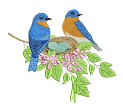 Blue Bird Nest Embroidery Design | EmbroideryDesigns.com