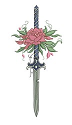 Floral Sword Embroidery Design | EmbroideryDesigns.com