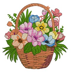 Blossoming Basket Embroidery Design | EmbroideryDesigns.com