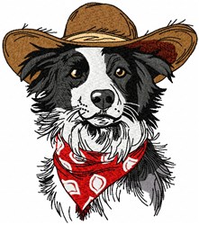 Western Border Collie Embroidery Design | EmbroideryDesigns.com