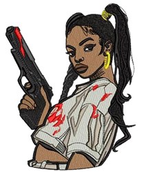 Lady & Gun Embroidery Design | EmbroideryDesigns.com