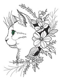 Flower Cat Embroidery Design | EmbroideryDesigns.com