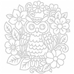 Floral Owl Mandala Embroidery Design | EmbroideryDesigns.com